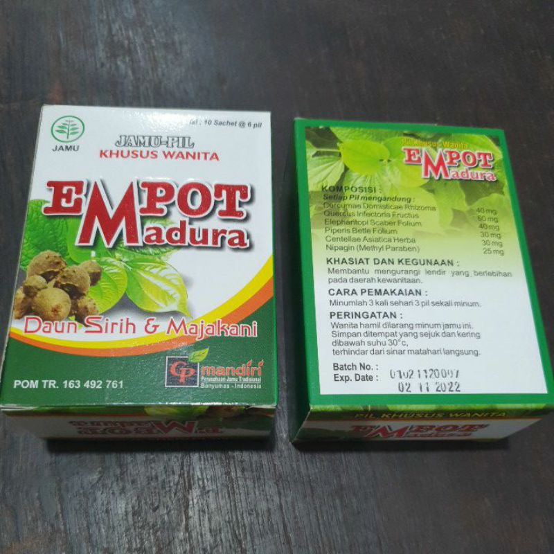 Jual empot madura jamu pil 10 sachet @ 6 pil daun sirih dan majakani ...