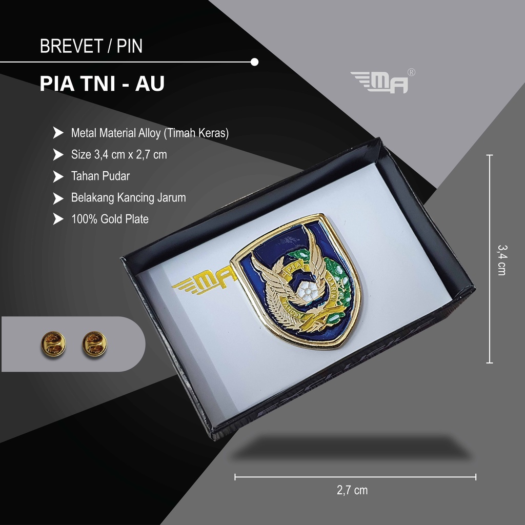 Jual PIN PIA TNI - AU PDH BRIVET BREVET WING PIN PIA TNI - AU | Shopee ...