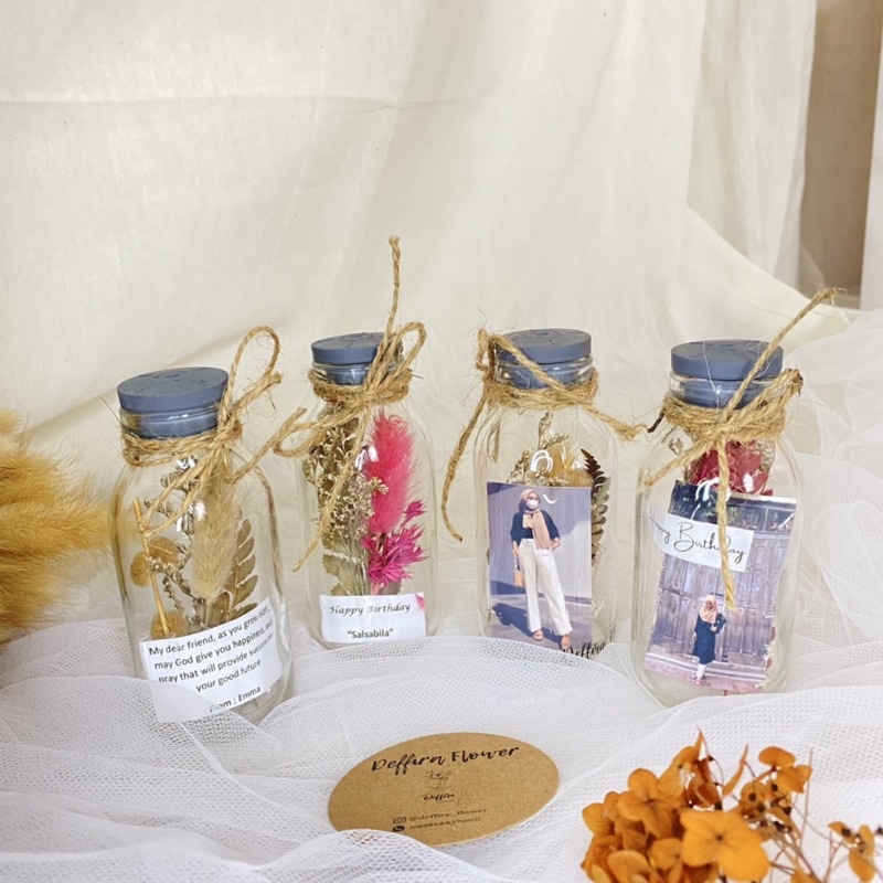 Jual botol aesthetic/botol kaca kado/botol ucapan/botol isi foto dry ...