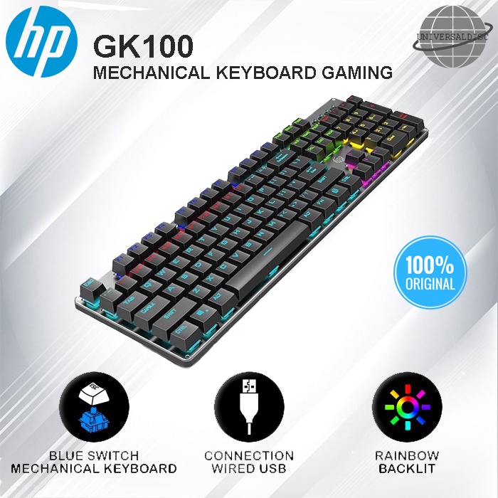 Jual HP GK100 KEyboard Gaming Mechanical Rainbow Backlight | Shopee ...