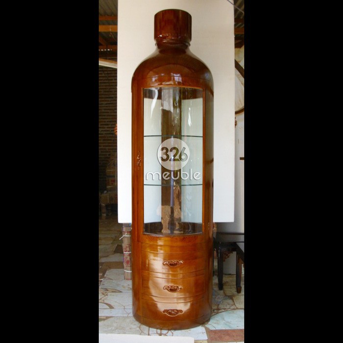 Jual Almari Hias Botol - Lemari Pajang Botol Jati - Display Cabinet ...