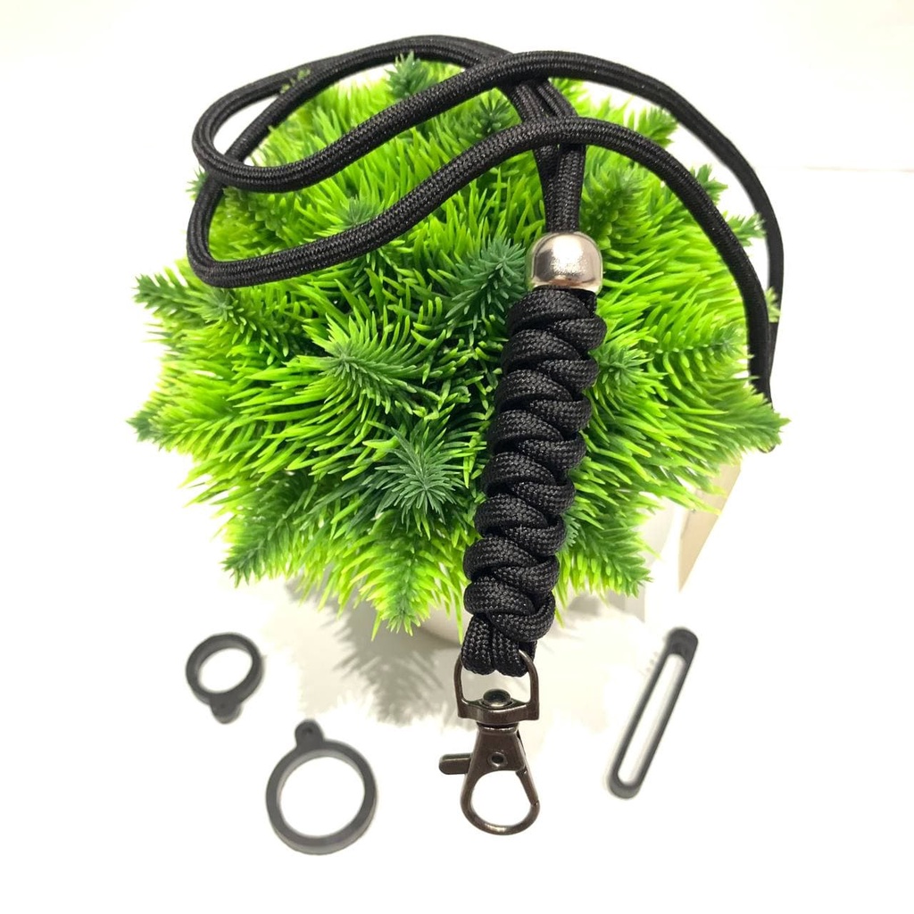 Jual Tali lanyard paracord gantungan pods Free karet 3 pcs warna hitam ...
