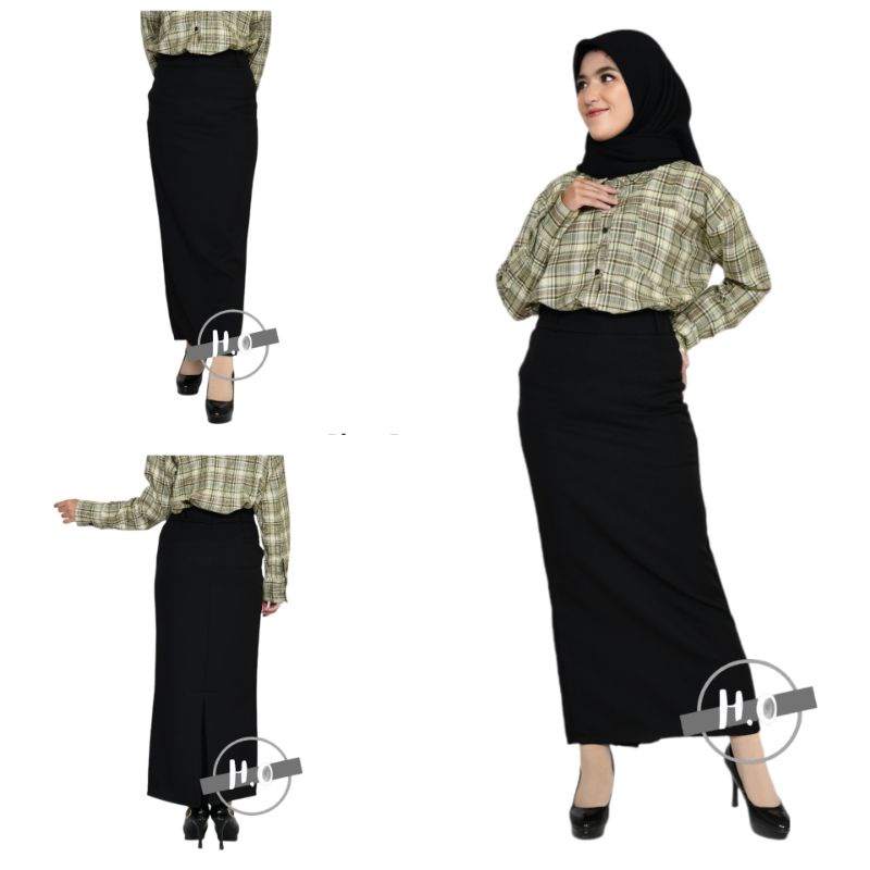 Jual Rok Span Hitam Panjang Casual Kerja Kantor Wanita Bahan Dasar ...
