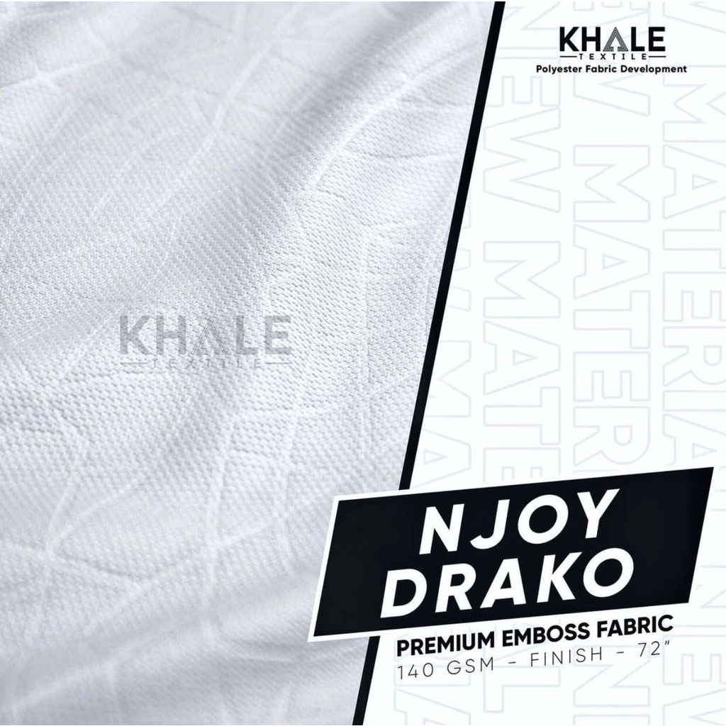 Jual Bahan Kain Drifit Emboss Njoy Drako Corak Putih Hitam Premium ...