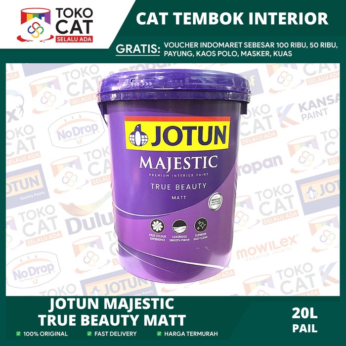 Jual CAT TEMBOK INTERIOR JOTUN MAJESTIC TRUE BEAUTY MATT PUTIH / CHI 20L | Shopee Indonesia