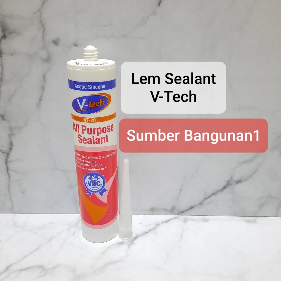 Jual Lem Sealant V-tech lem silikon silen putih bening asam kaca ...