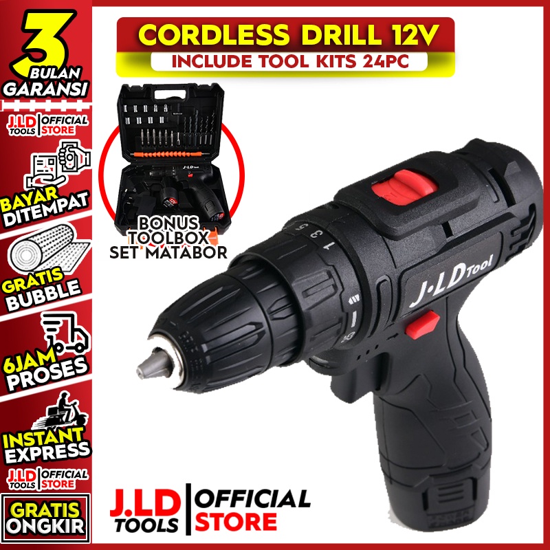 Jual MESIN BOR PORTABLE TANGAN 12V ( 2 BATERAI ) CORDLESS HAND DRILL ...