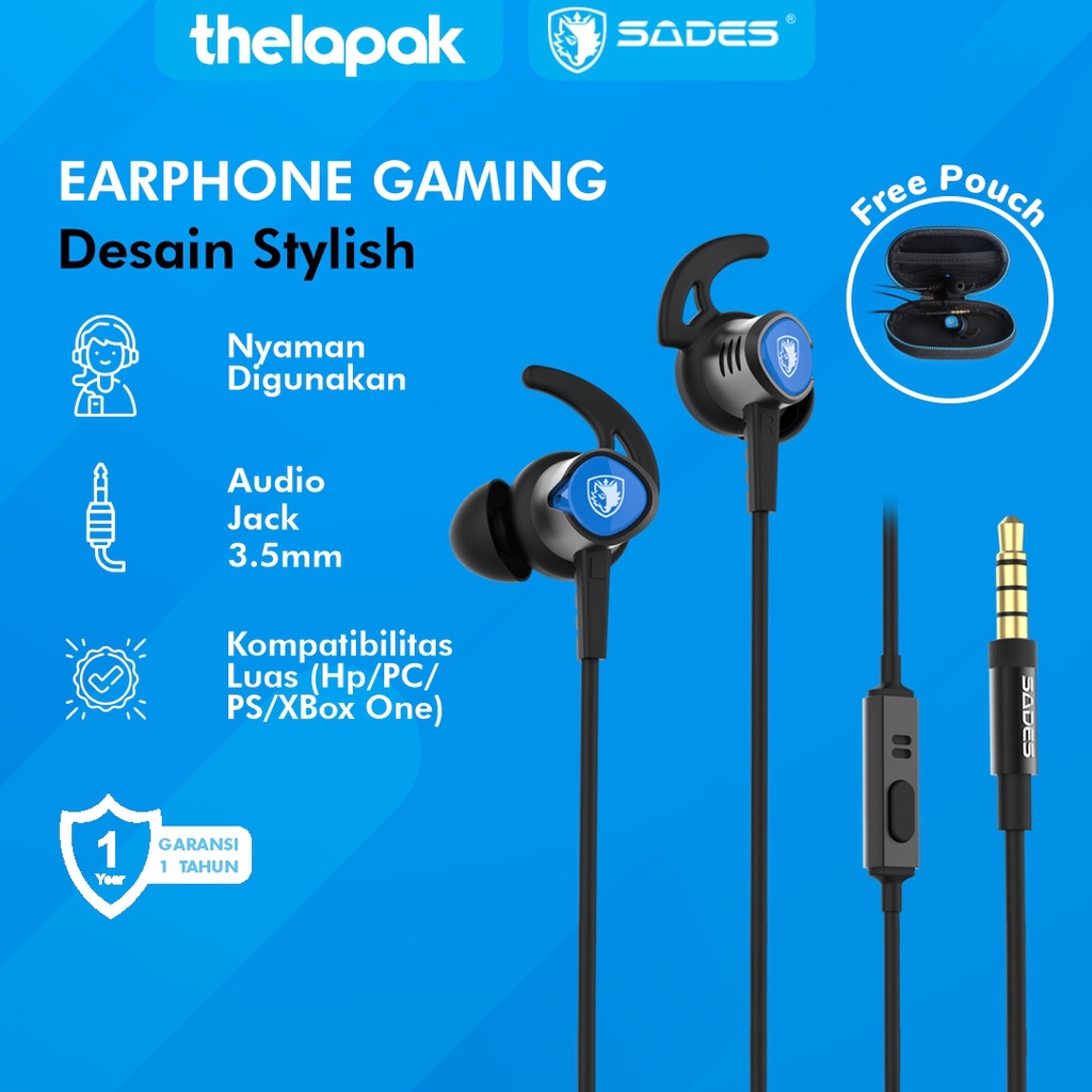 Jual Earphone Gaming Sades Wings 20 SA-606 Gaming Headset Immersive Game Sound Original Garansi ...