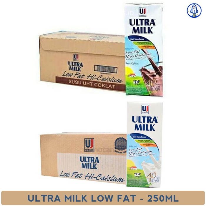 Jual Susu UHT Ultra Milk Low Fat COKLAT / PLAIN 250 ml / 1 Karton Indonesia|Shopee Indonesia