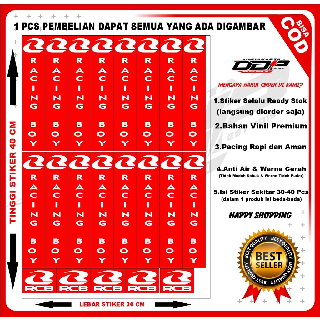 Jual STIKER PACK RACING UNTUK SHOK RCB RACING BOY | Shopee Indonesia