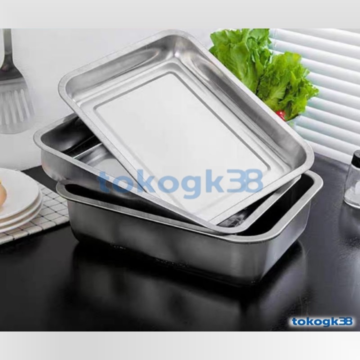 Jual Baki Kotak Stainless Dalam Tebal 32 cm x 22 cm x 7 cm | Shopee ...