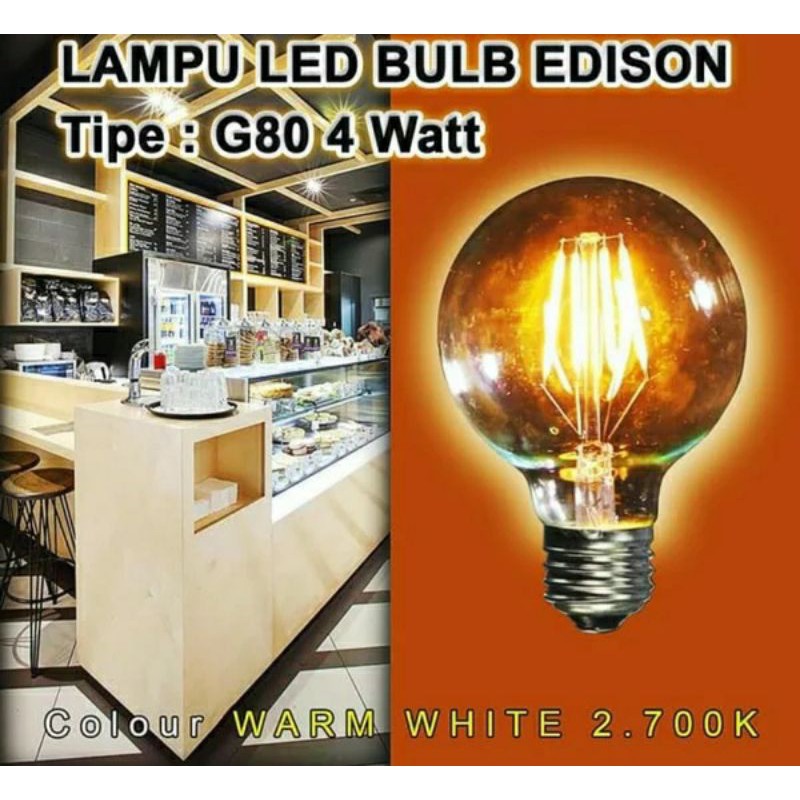 Jual Lampu Bulb LED Filamen Edison Vintage G80 4 Watt Fitting E27 | Shopee Indonesia