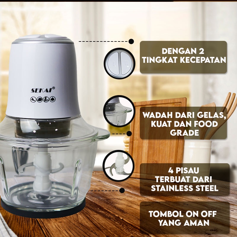Jual SEKAI Blender Chopper Penggiling Daging Sayur Buah / Food Processor / 1 Liter CP-5101 G ...