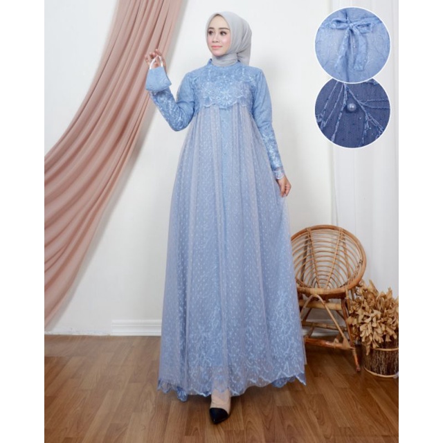 Jual GAMIS MAXI AULIA/ GAMIS KOMBINASI TILE TUTU DOT/ GAMIS WISUDA ...