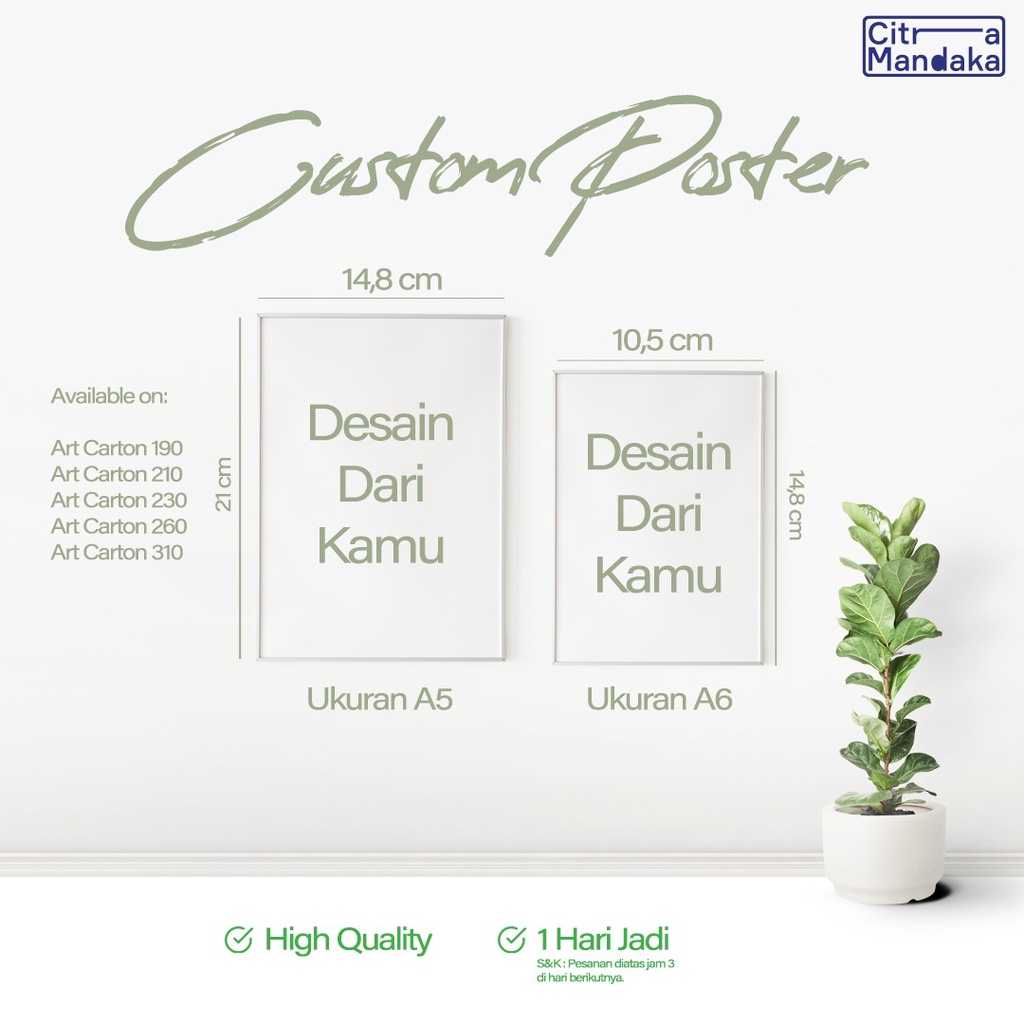 Jual Cetak Poster Custom Design Bebas A5 Print 1 Sisi Kertas Art Carton ...