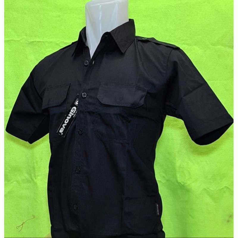 Jual KEMEJA HITAM POLOS. BAJU NET TV. seragam kerja security. baju ...