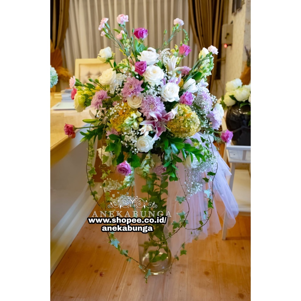 Jual Rangkaian Bunga Hias Asli Pot Kaca Vas Gelas Glass Vase Hiasan ...