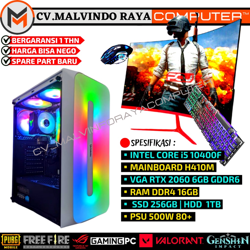 Jual PC Gaming Fullset Core i5 10400F RTX 2060 6GB Ram 16GB SSD 256GB HDD 1TB Siap Pakai ...
