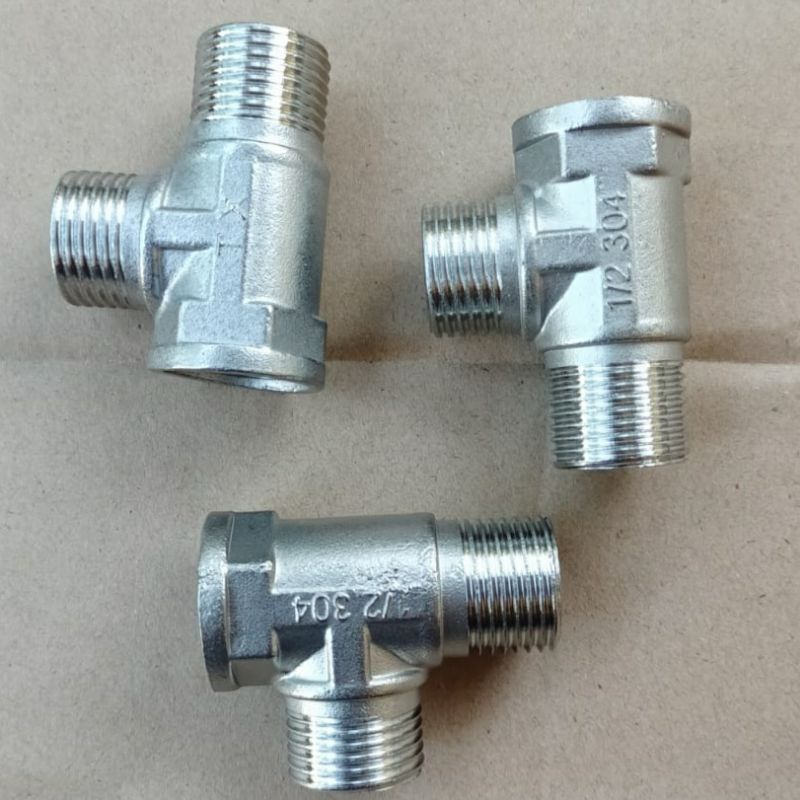 Jual nepel T stainless sus304 1/2 inch nepel kran tee fitting sambungan ...