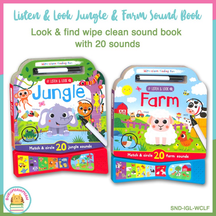 Jual Listen & Look FARM & JUNGLE Sound Book with 20 sounds, look & find ...