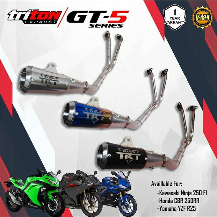 Jual Knalpot Racing Cbr250rr. Ninja250. Mt25. R25. Z250 Original Triton GT-5 Bergaransi Seumur ...