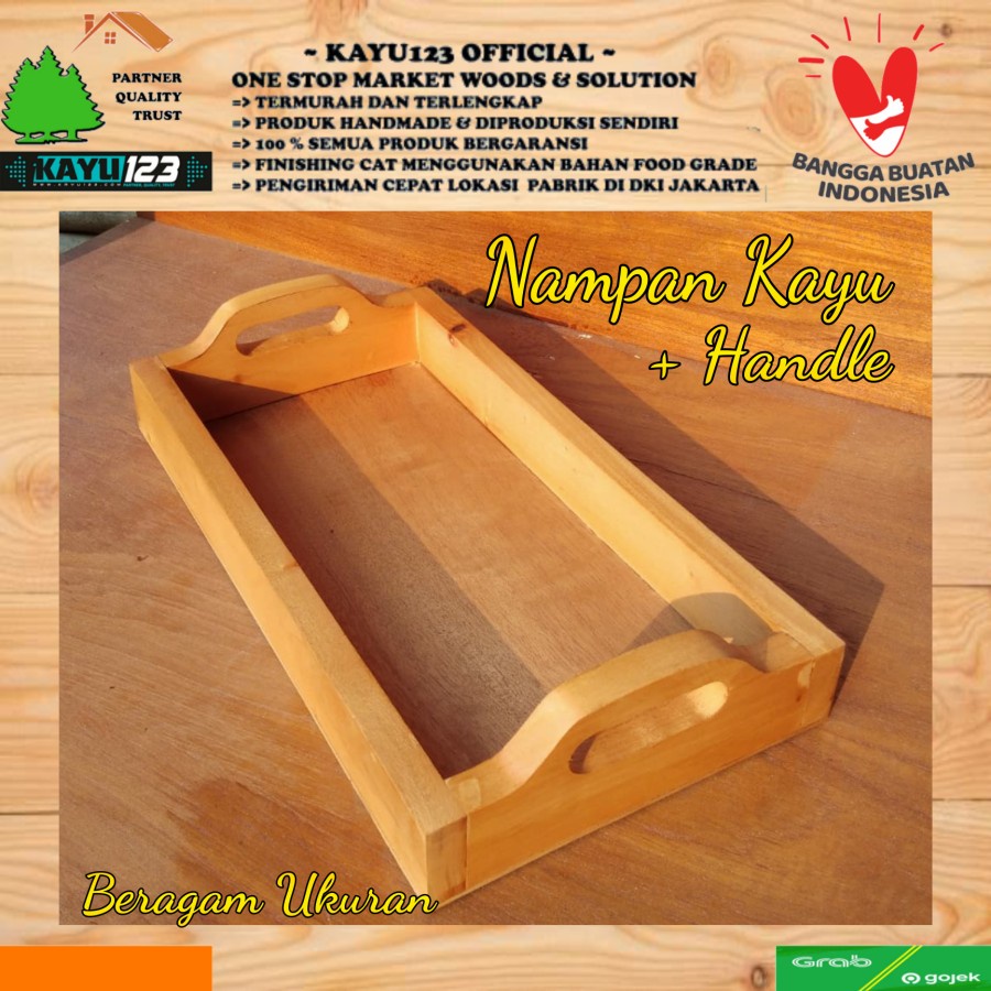 Jual Wooden Tray Nampan Tray Kayu Handle Lengkung Baki Kayu Serbaguna ...