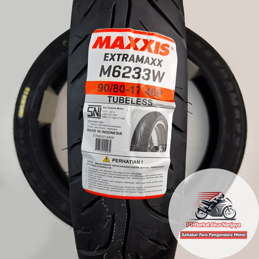 Jual Maxxis Extramaxx M6233W 90/80-17 Ban Motor Tubeless BONUS Pentil ...