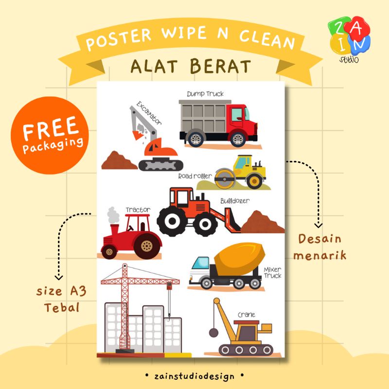 Jual POSTER ANAK - POSTER BELAJAR EDUKASI TK PAUD SERI ALAT BERAT 02 ...