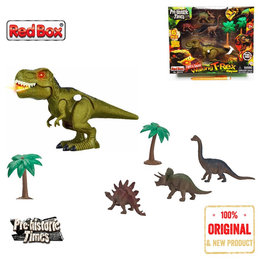 Jual Red Box Toy Pre-Historic Times Walking T-Rex Playset 24378 Light ...
