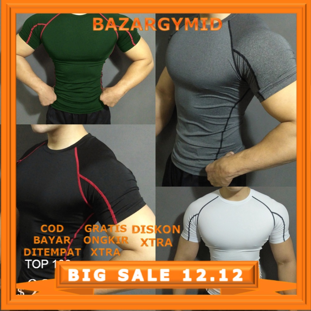 Jual Kaos polos pria kaos gym pria pakaian atasan pria olahraga fitness ...