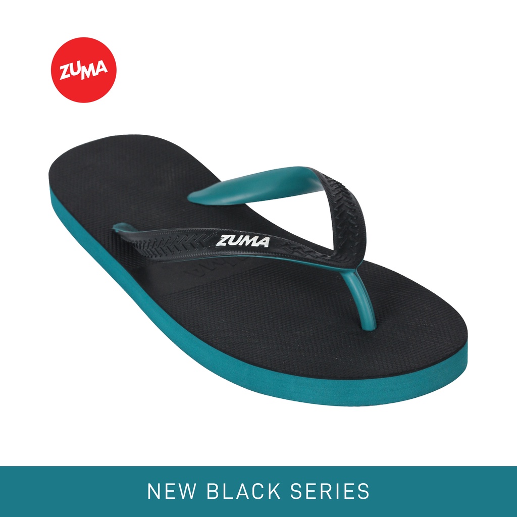 Jual Zuma Men Black Series 2 Blue, Sandal Jepit Pria Karet Polos, Hitam ...