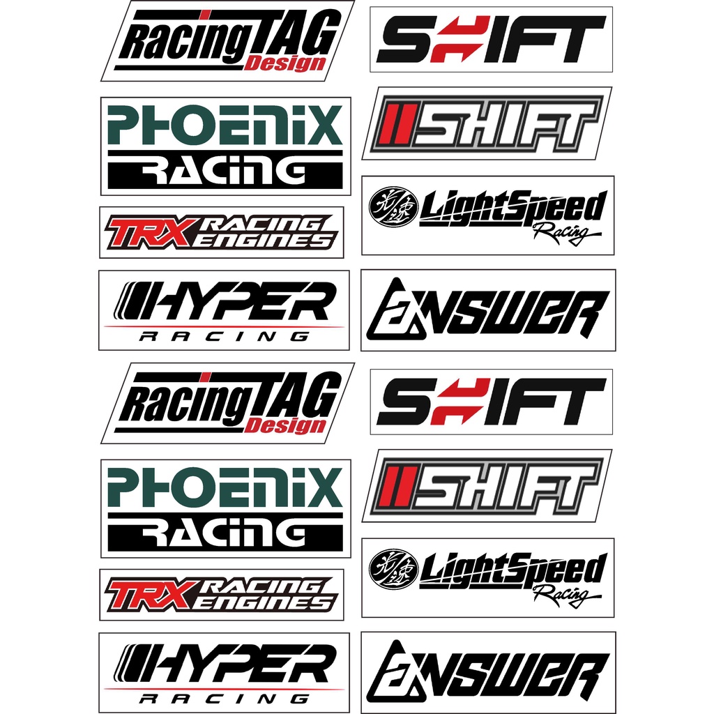 Jual sticker stiker shift, hyper racing, racing tag, light speed ...