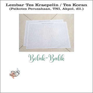 Jual Lembar Tes Kraepelin A3 / Tes koran / Psikotes Pt,Tni,Akpol,dll ...