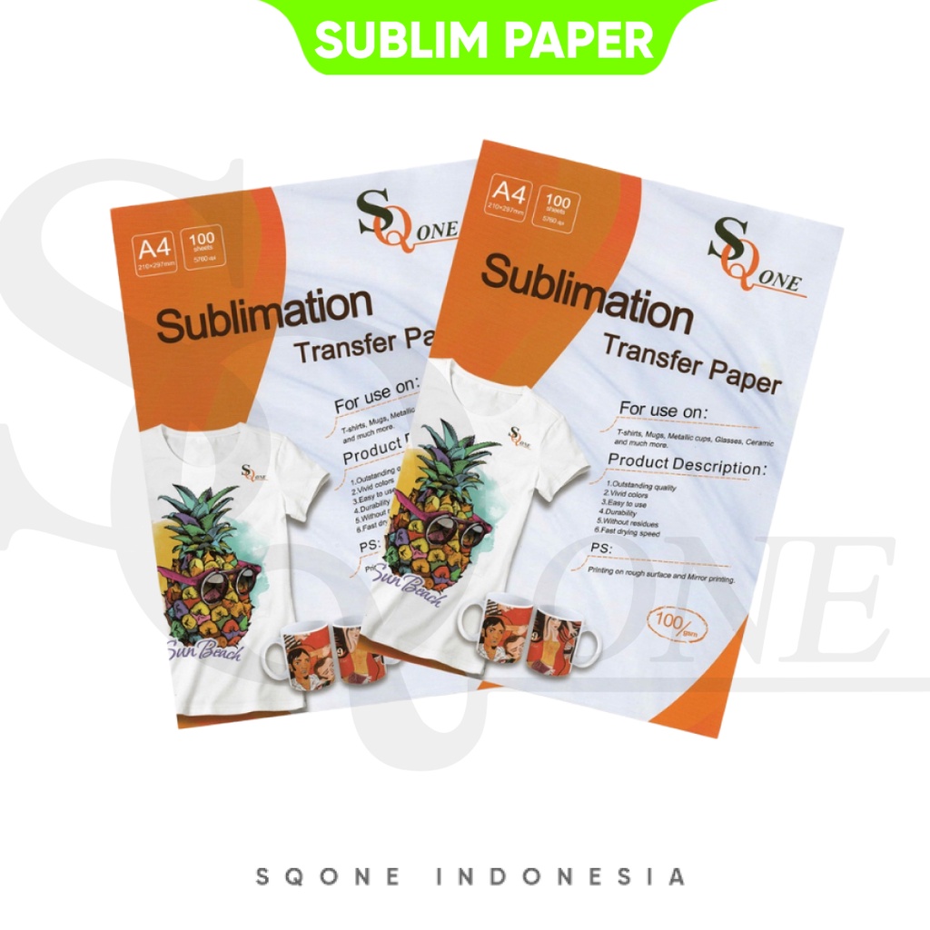 Jual Kertas Sublim ukuran A4 Sublimation Paper A4 isi 100 Lembar SQONE ...