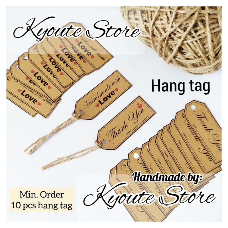 Craft Hang Tag Thank You & Handmade / Gift Tag / Tag Produk Kemasan ...