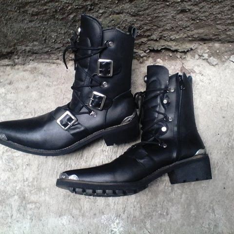 Jual New Punk Rock Mens Black Goth | Sepatu Boot Pria 3 Gesper Sole ...