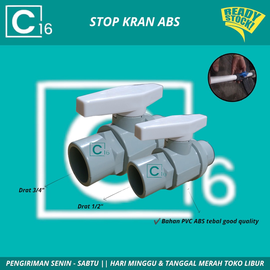 Jual Ballvalve PVC 1/2" 3/4" / Stop Kran Plastik ABS Ball Valve Pipa Air Termurah Good Quality ...