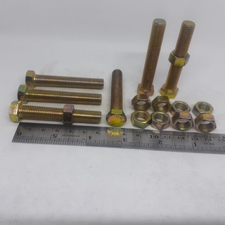 Jual M10X60 (6 CM) BAUT MUR HEXAGON KUNING FULL DRAT BMK M10 X 60 ...