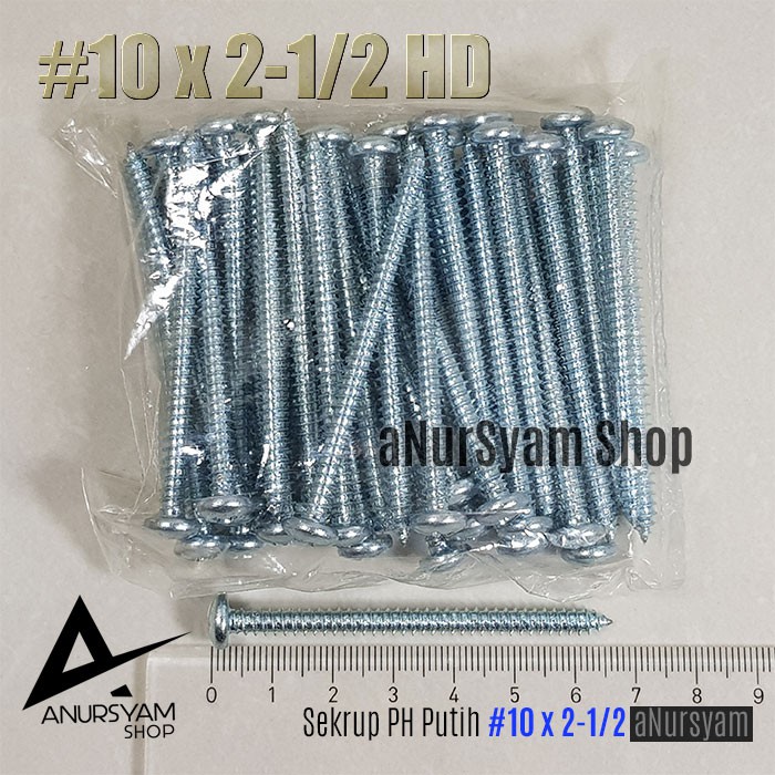 Jual Sekrup 10x2-1/2 PH Putih isi 50 Pcs / Sekrup 10 x 2.1/2 / Skrup ...
