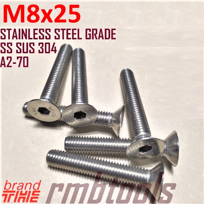 Jual M8x25 Baut JF Kunci L Stainless SS 304 A2-70 Verseng Countersunk M8 | Shopee Indonesia