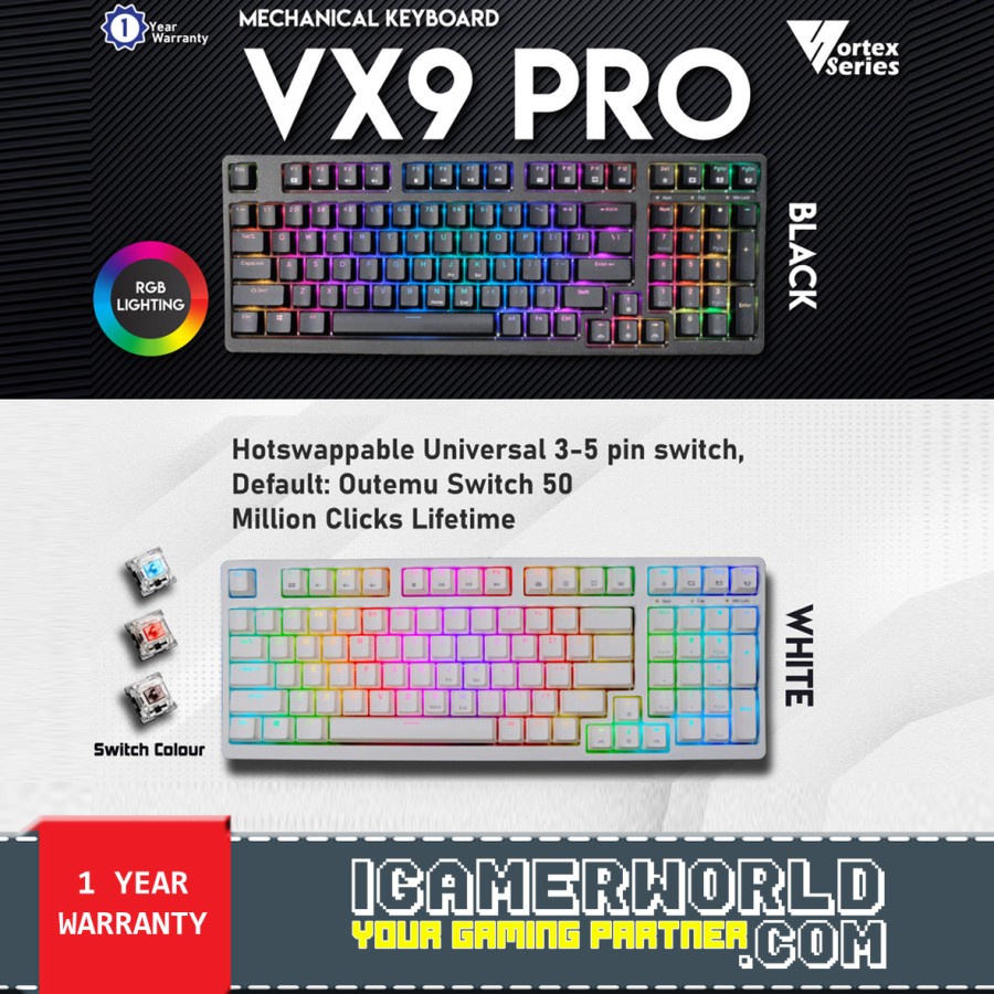 Jual VortexSeries VX9 PRO RGB Hotswapable Mechanical Gaming Keyboard ...
