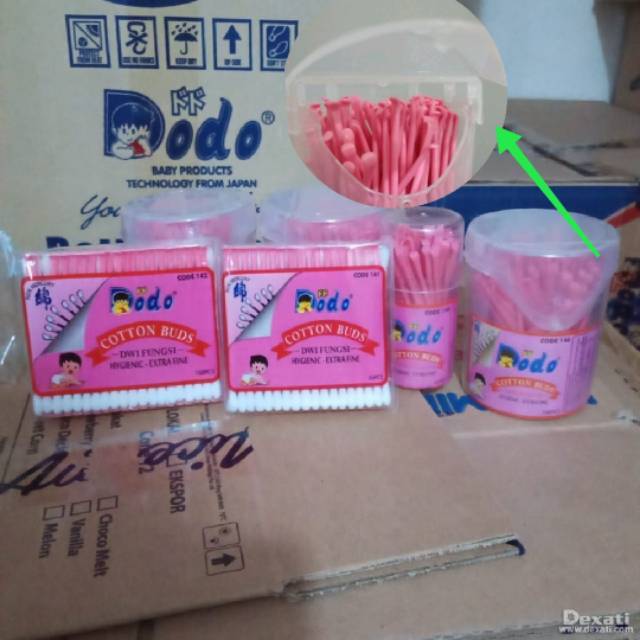 Jual Cotton buds dwi fungsi Dodo refill dan plus wadah / korek kuping ...