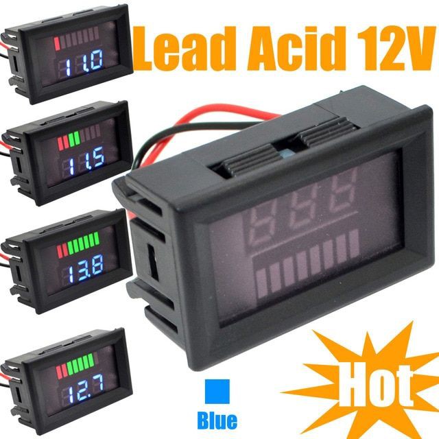 Jual Dual Display : Battery Level + Voltmeter Capacity Progress LED Bar Baterai Aki 12v Charger ...