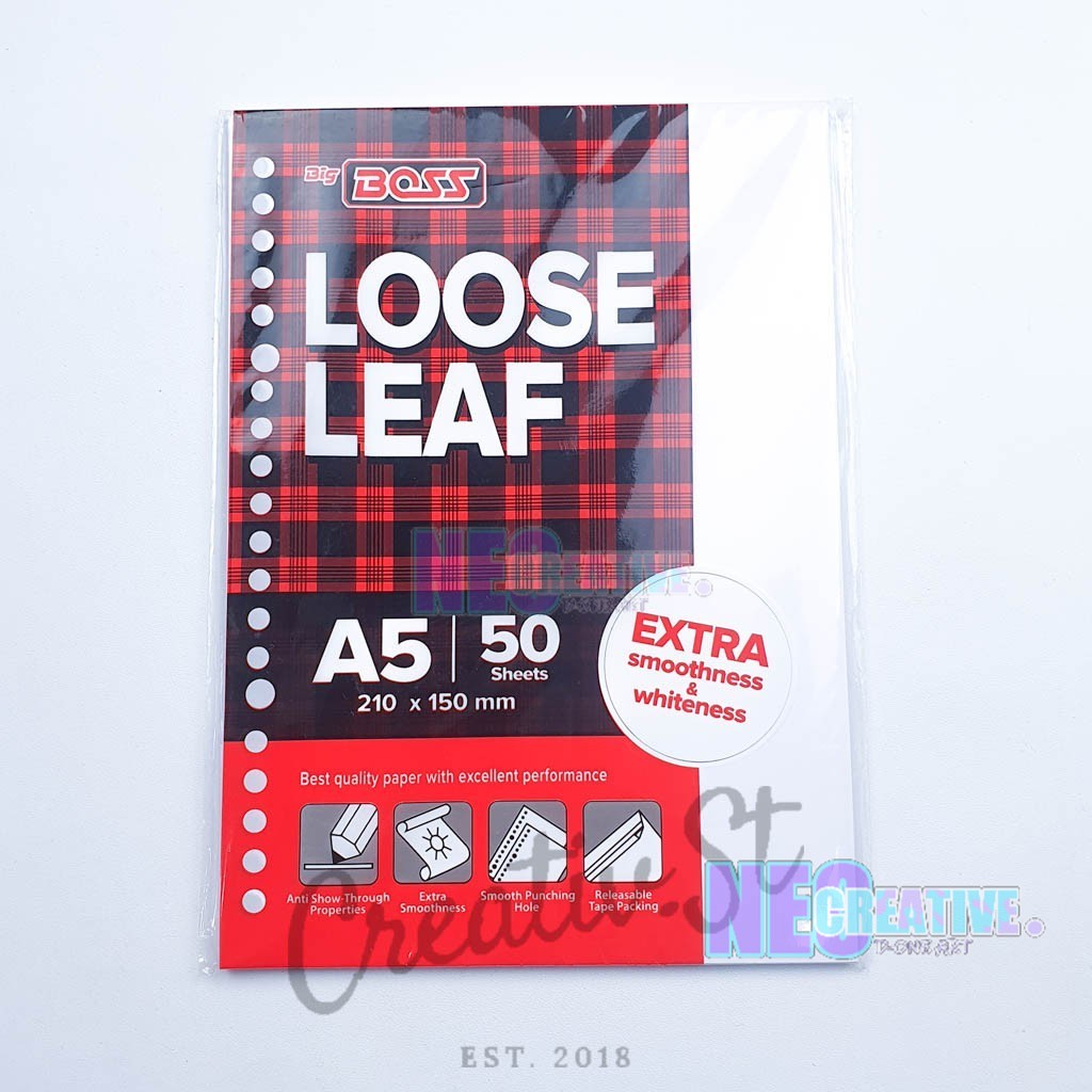 Jual isi binder ukuran a5 polos isi 50 lembar / Loose Leaf A5 50 Big ...
