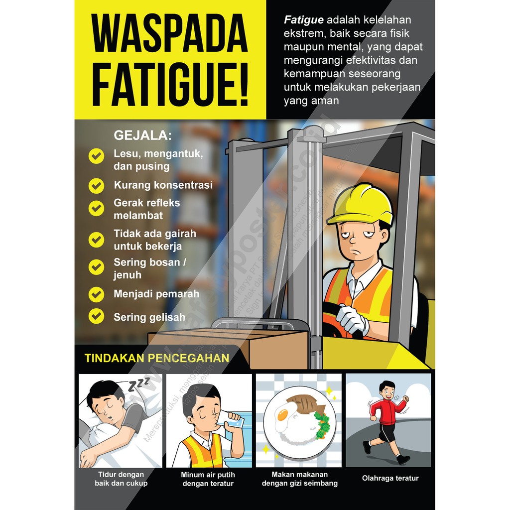 Jual SP313 Poster K3 Safety A2 - Waspada Fatigue! (Factory) | Shopee ...