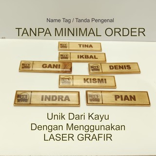 Jual Name tag Kayu. tanda pengenal kayu - id card kayu | Shopee Indonesia