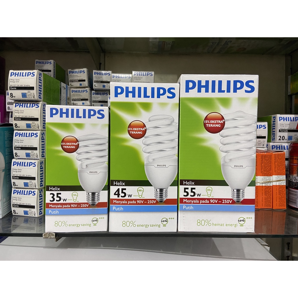 Jual LAMPU SPIRAL HELIX PHILIPS WARNA PUTIH 35/45/55 WATT | Shopee Indonesia