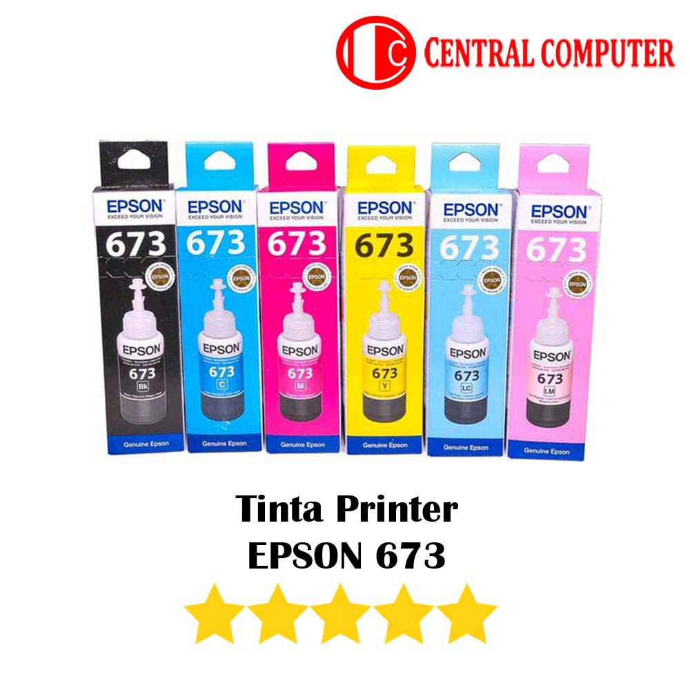 Tinta EPSON 673 Original 70ml - Printer 6 Warna C M Y K LC LM | Shopee ...