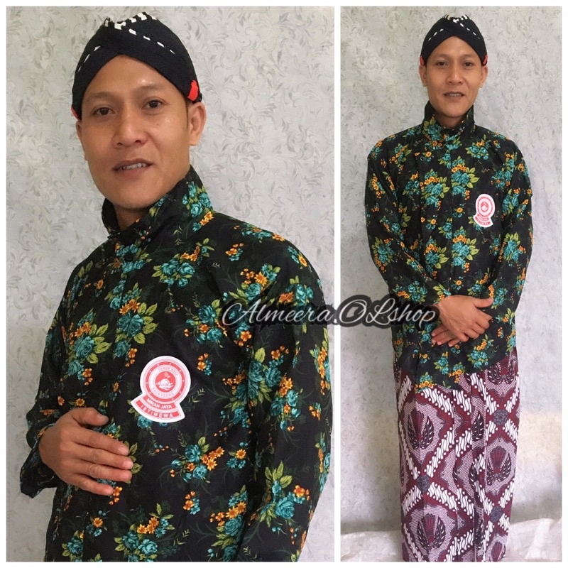 Jual surjan kembang raja keong istimewa surjan bunga warna hijau tosca ...