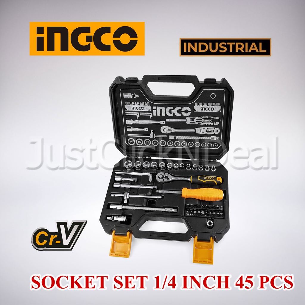 Jual Ingco Socket Set 1/4 Inch 45 pcs Obeng Kunci Sok Sock | Shopee ...